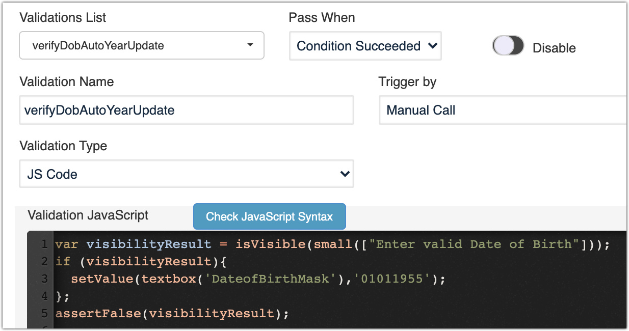 How can I validate and handle a failure in my app so my script can continue?