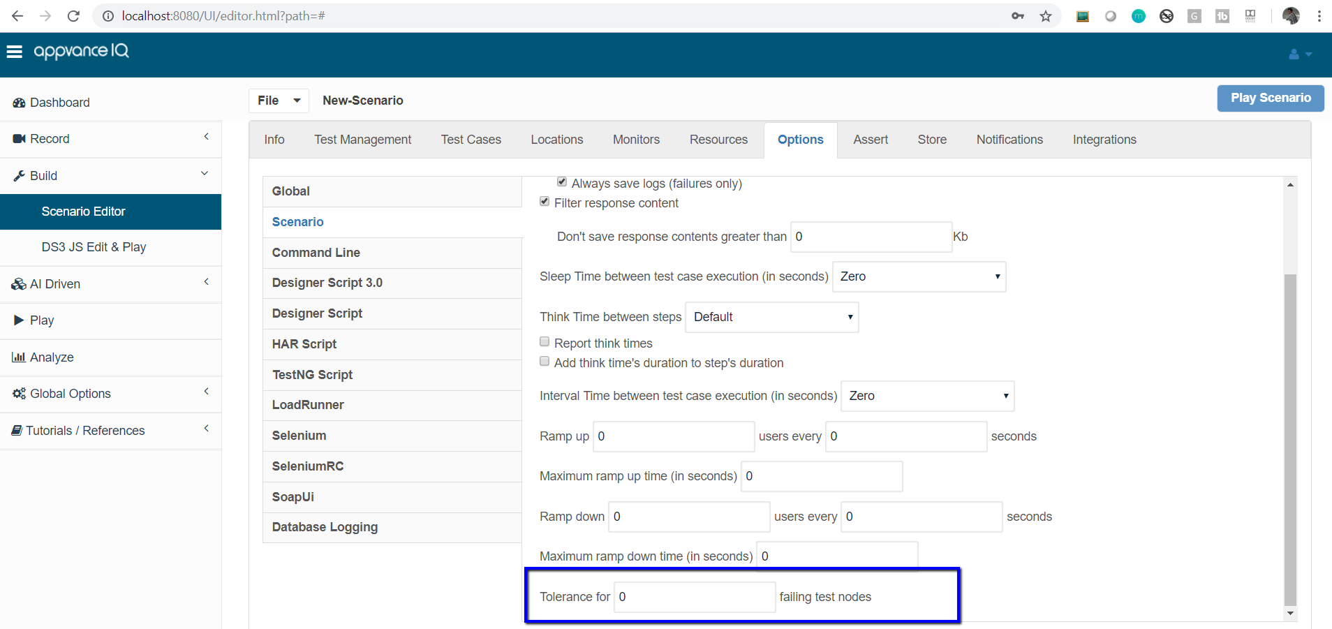 Scenario Editor Options