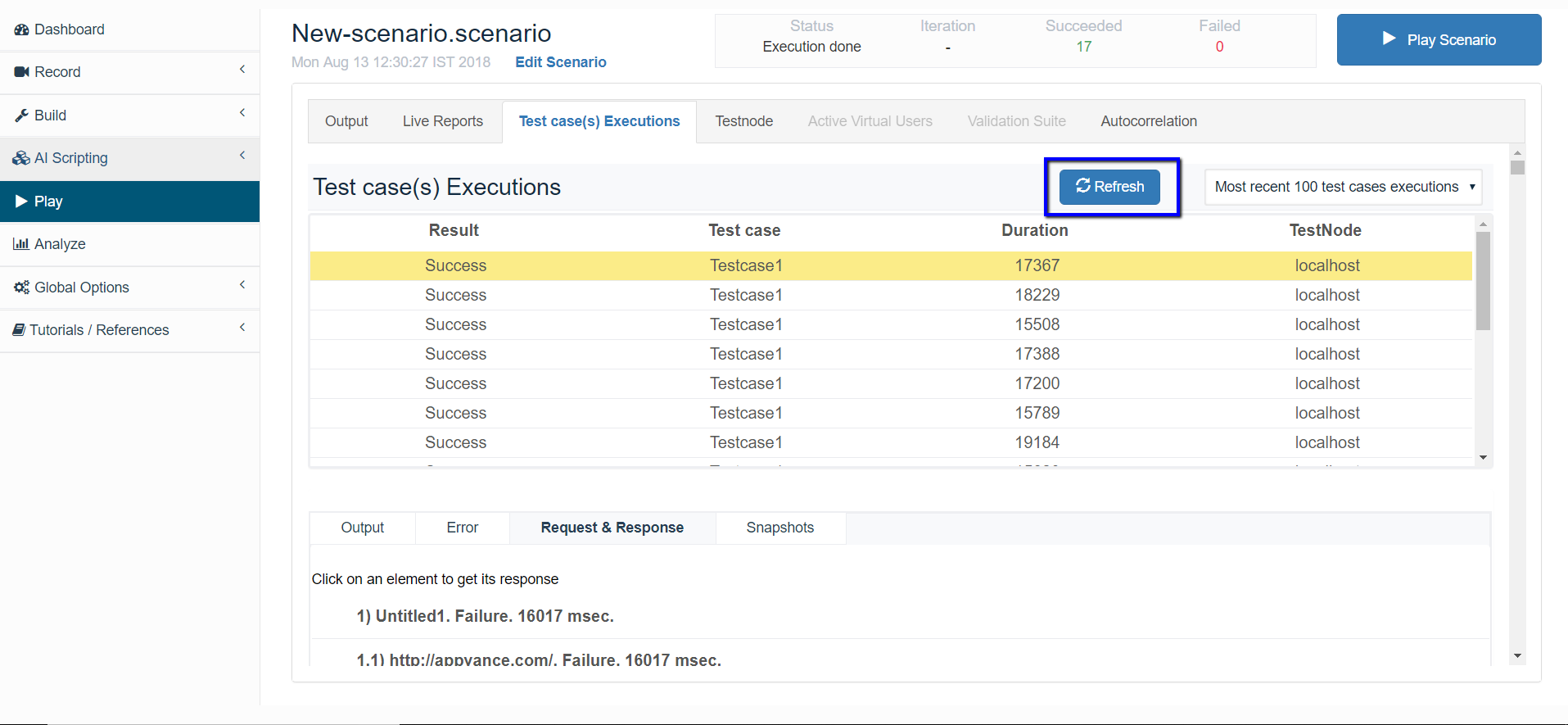 Test Case Executions