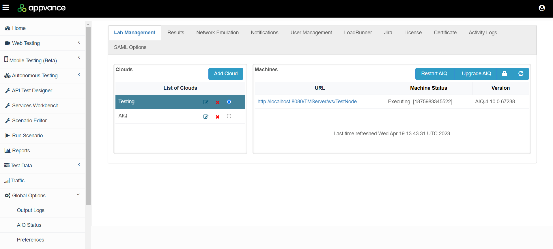 Checking the Status of Test Nodes